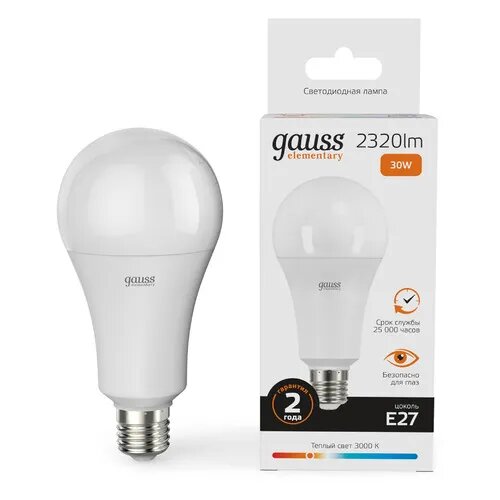 Лампа LED GAUSS E27, груша, 30Вт, A67, 10 шт. [73219]