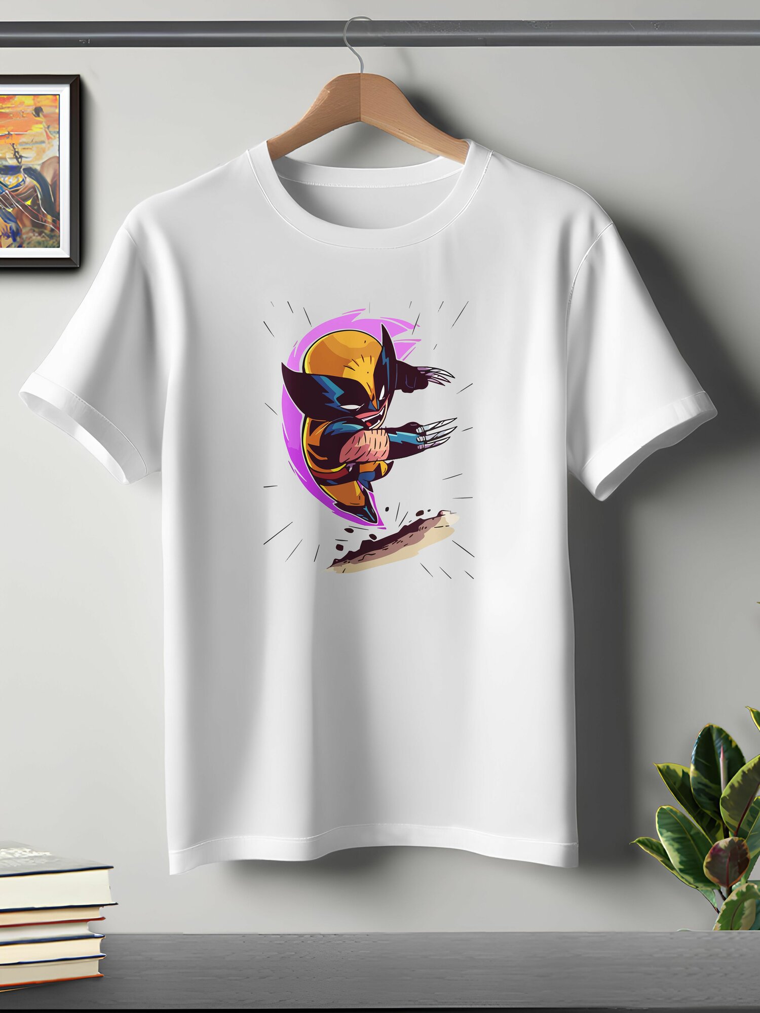 Футболка  Детская ONEQ 104 (4-5) размер с принтом Росомаха, белая