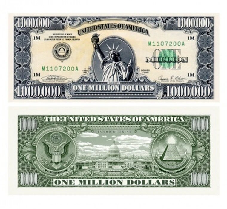 1000000 долларов 1988 США, сувенирная копия, банкноты и купюры редкие коллекционные