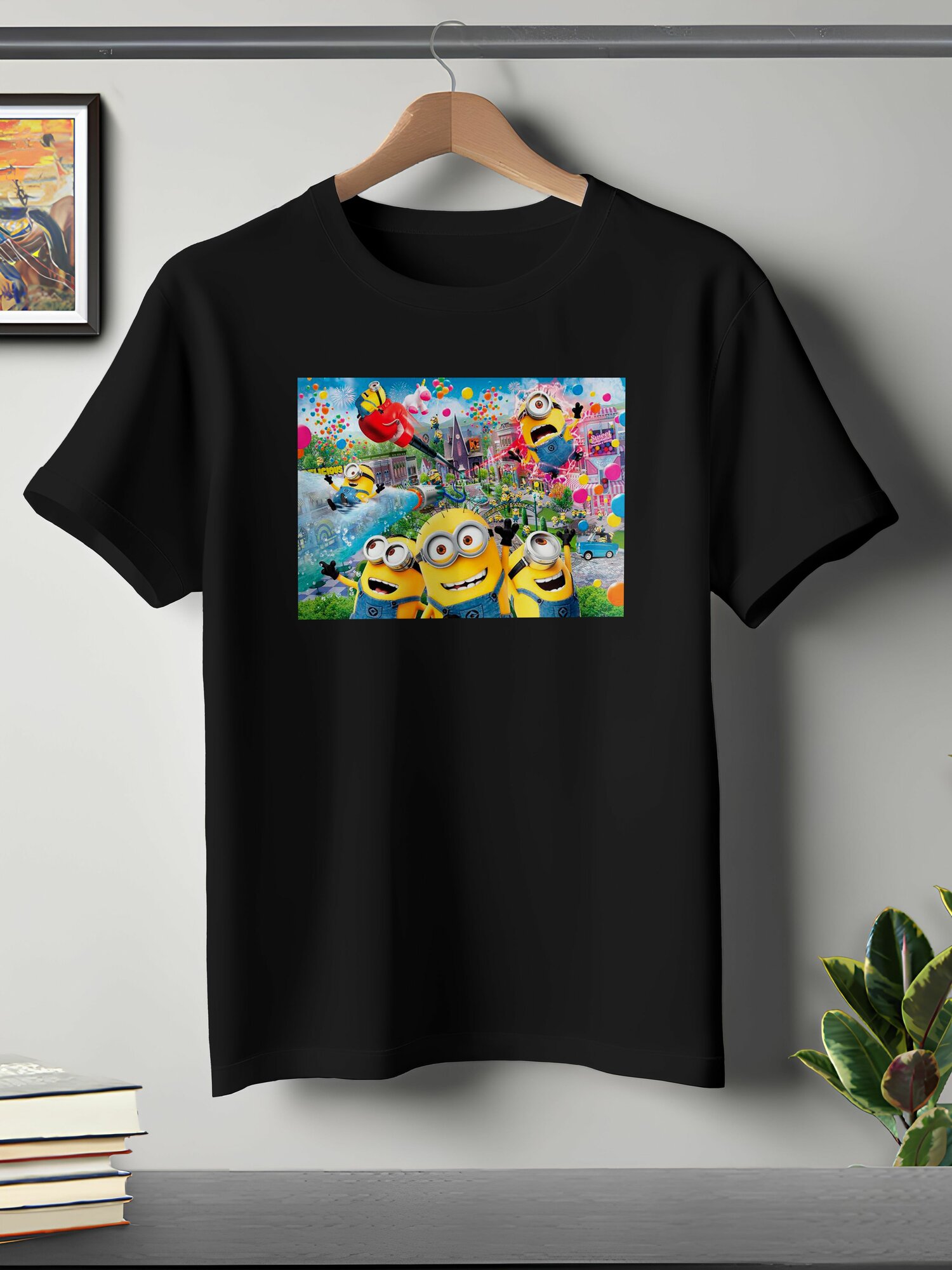 Футболка ONEQ унисекс 40-42 (XXS) размер с принтом Миньоны, черная