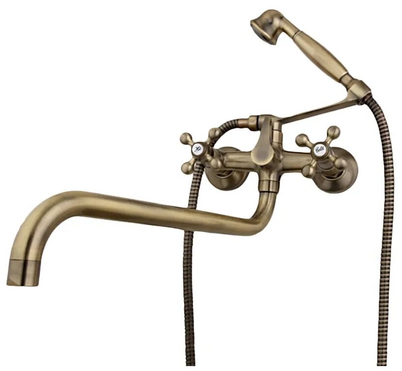 Смеситель Frap F2619-4 для ванны, латунь, бронза, с аэратором и держателем лейки