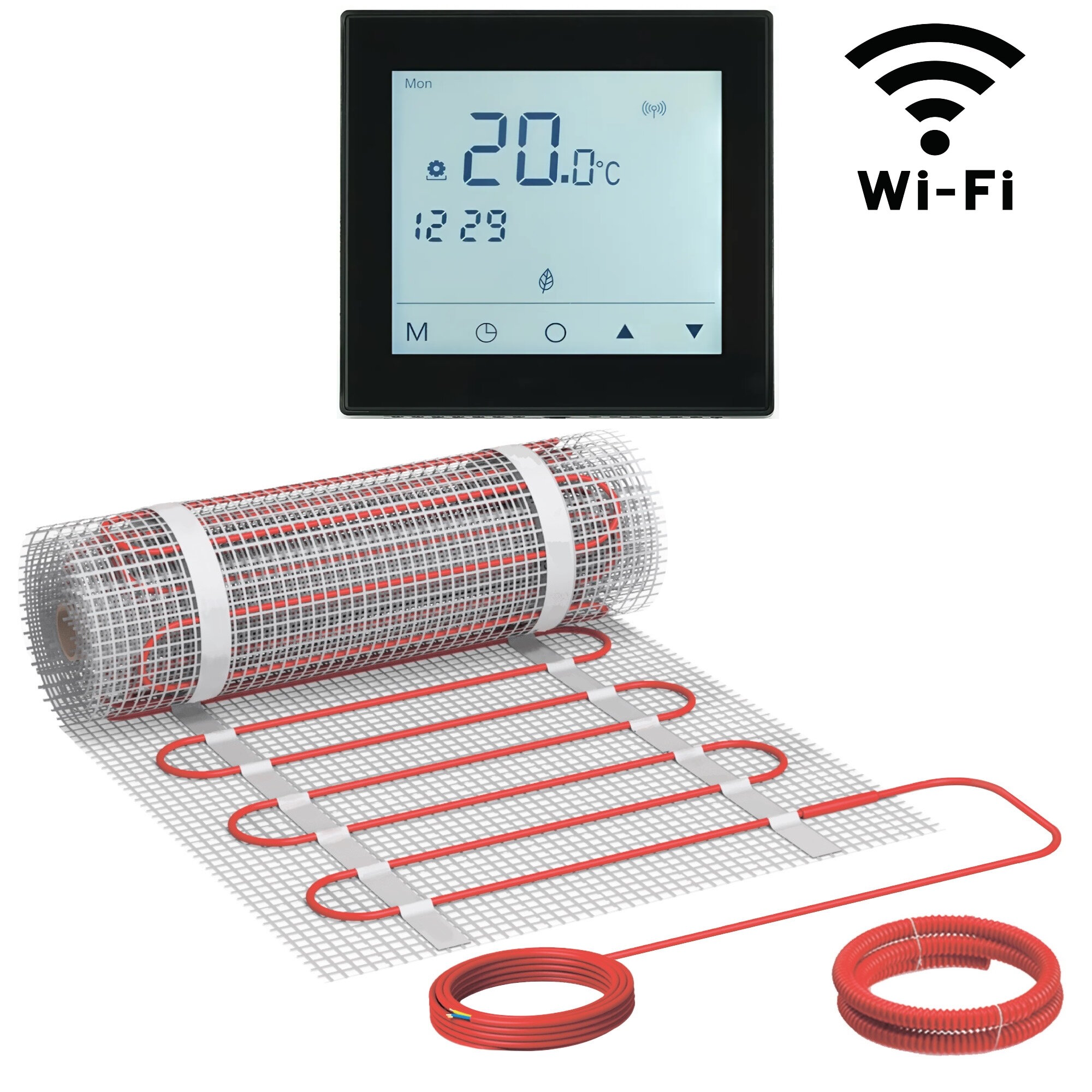 Теплый пол Vimarr L 540L2100KM14.0-M1-52 14 м2 2100 Вт с черным WiFi программируемым сенсорным терморегулятором