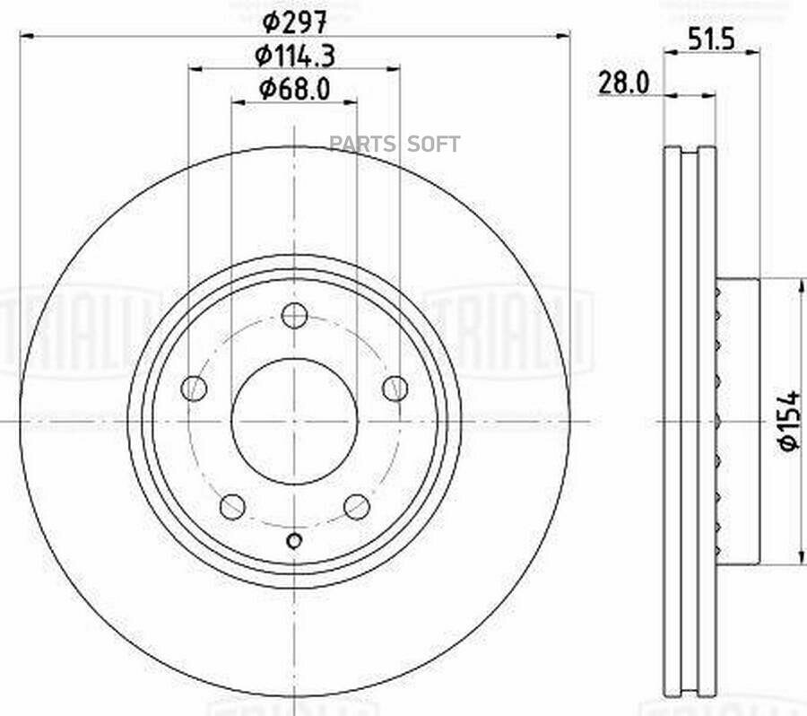 TRIALLI DF-084512 Диск торм. для а/м Mazda CX-5 (11-)/(17-)/6 (12-) перед. d=297 (окраш.) (DF 084512) ()