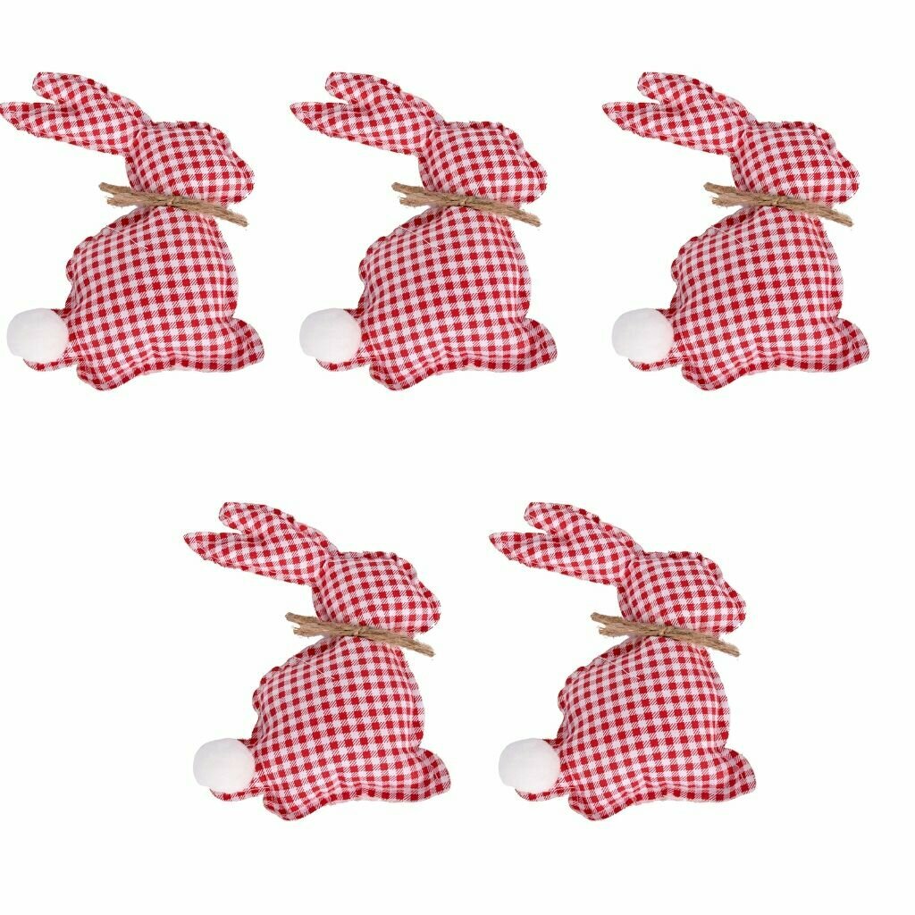 Аксессуар для Пасхи, Пасхальный кролик из помпонов фигурка - большая красная клетка, 5 шт.