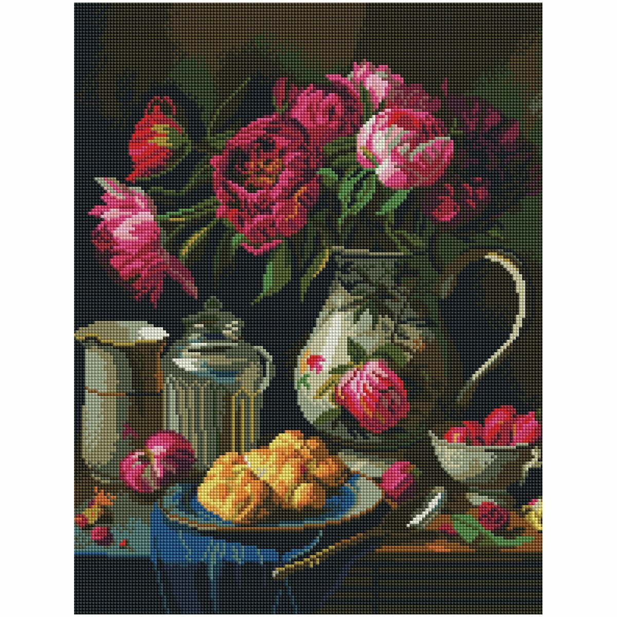 Алмазная мозаика Три Совы "Пионы и клубника", 40x50см, холст на подрамнике, картонная коробка (АМП4050_52989), 20 уп.