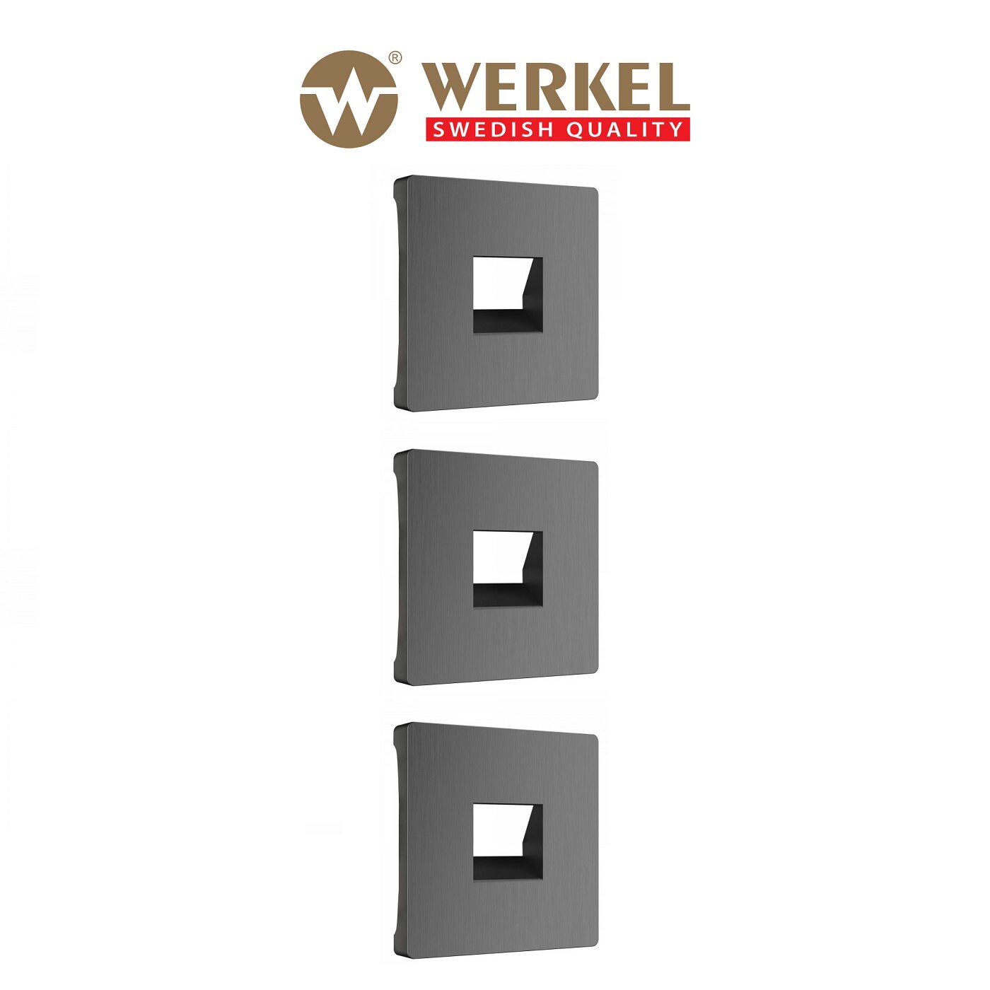 Накладка для телефонной розетки RJ-11 Werkel W1192004, цвет графит рифленый - комплект 3 шт.