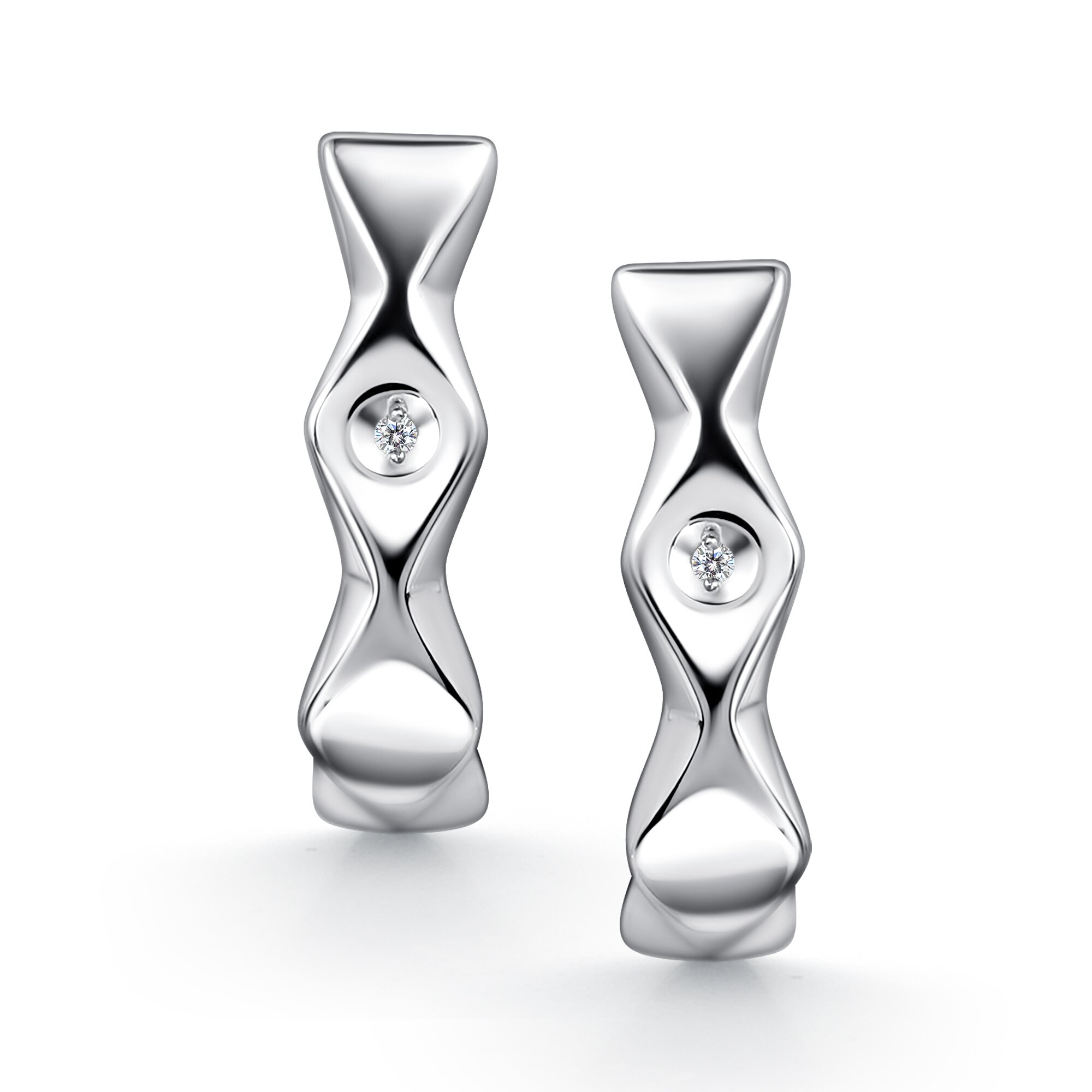 Серьги, серебро, 925 проба, родирование, бриллиант