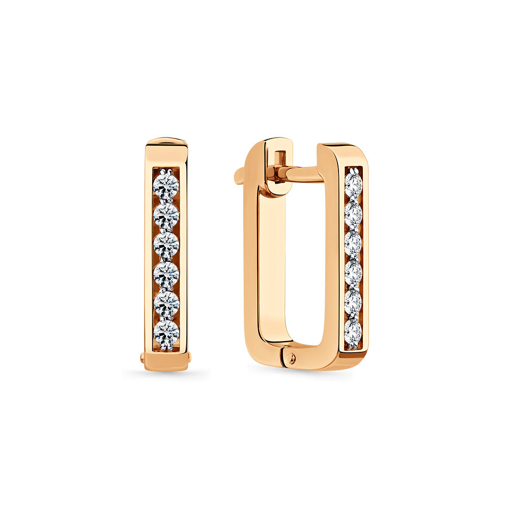 Серьги, красное золото, 585 проба, бриллиант