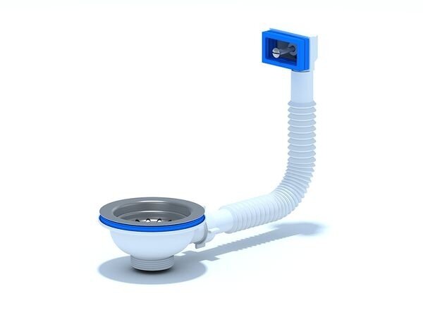 Перелив для мойки Ани 3. 1/2", с прямоугольным вертикальным корпусом