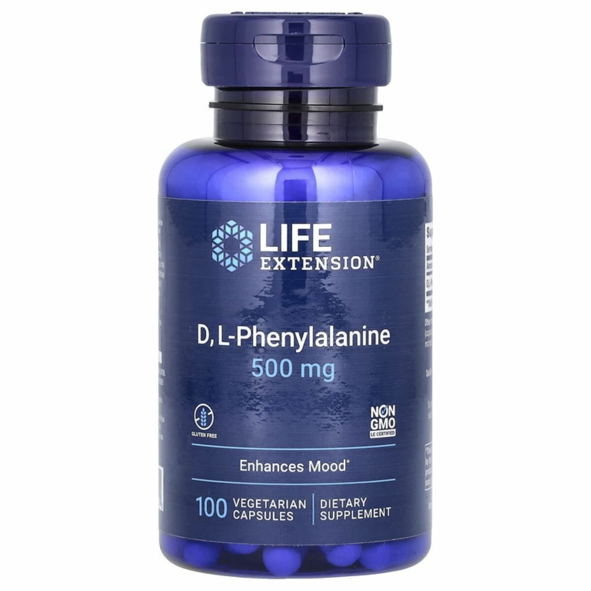 Д, Л-фенилаланин, 500 мг, Life Extension D, L-Phenylalanine 100 капсул