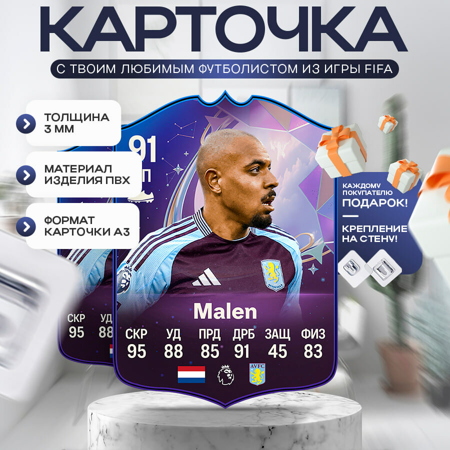 Карточка фифа с футболистом Malen 91 A3