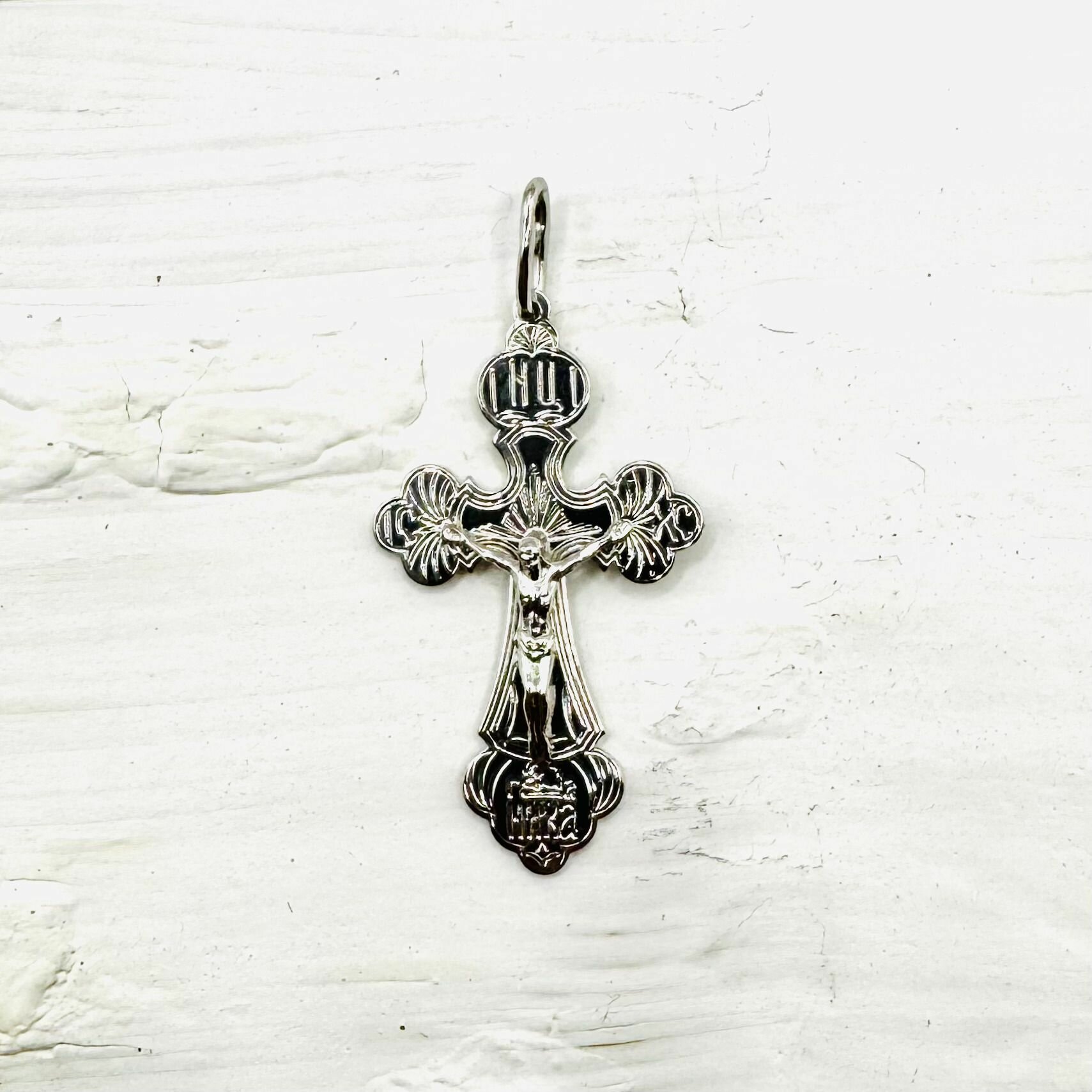 Крестик, серебро, 925 проба, родирование