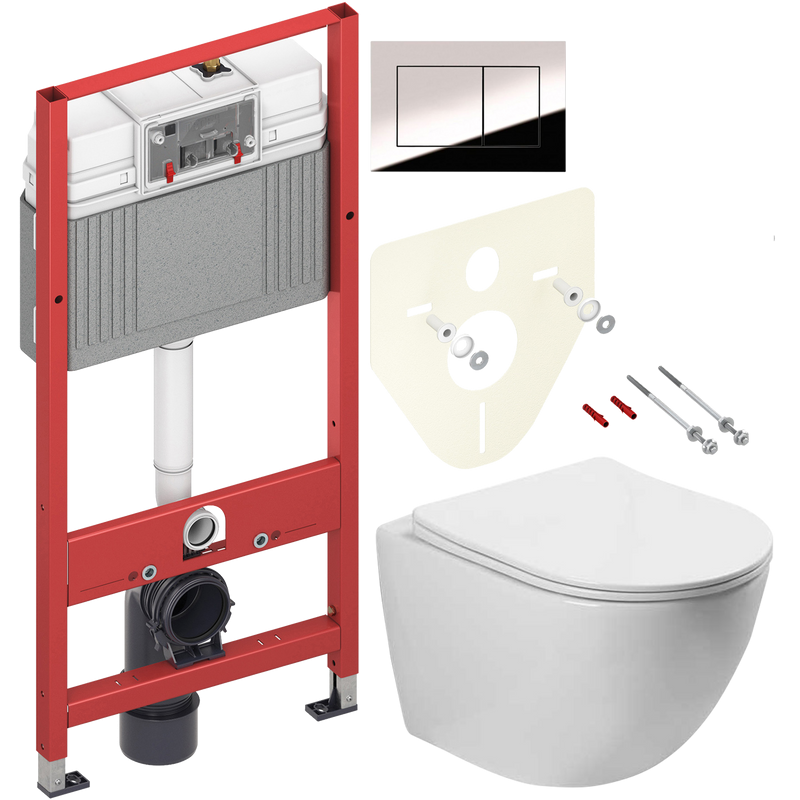 Комплект Унитаз подвесной Vincea Globo VT1-14S белый + Инсталляция TECE Now 9400412 4 в 1 с кнопкой смыва