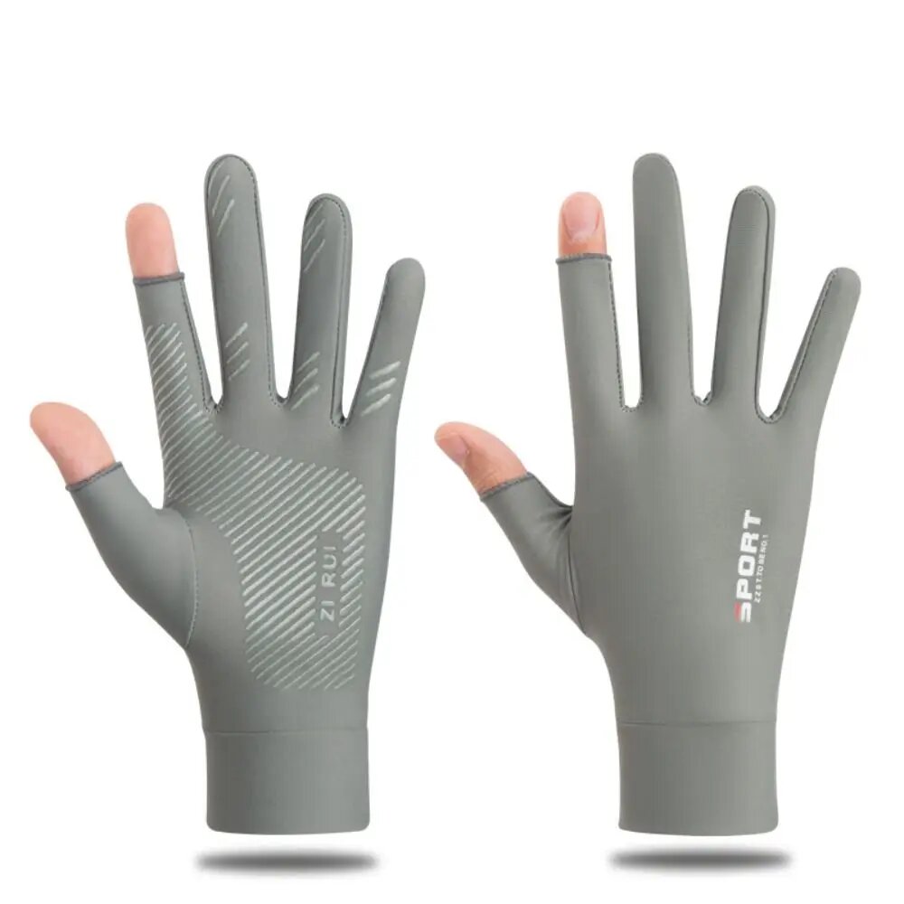Летние солнцезащитные перчатки с защитой от ультрафиолета, тонкие эластичные L, Серый, Grey
