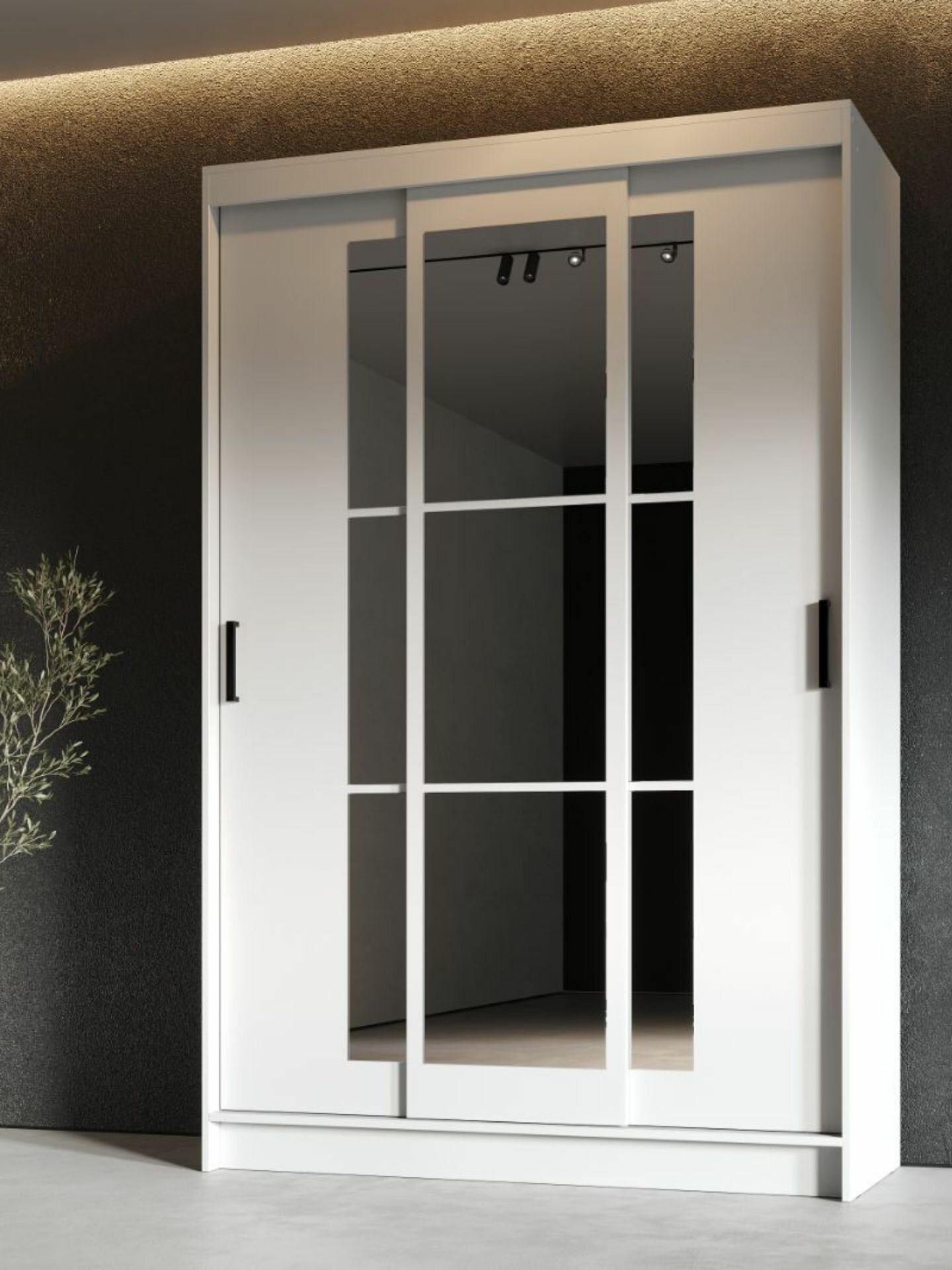 Шкаф-купе Оптимус/ Бруно2/ Тайм ЛДСП белый с зеркалом полками штангой для дома 1310х2000х504 мебельный РАЙ