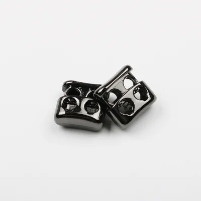 Металлический стопор для шнура 2 отверстия Gun black