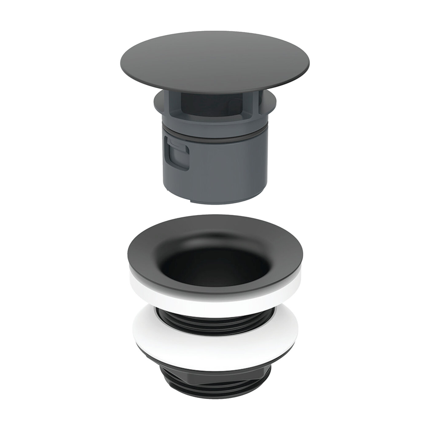 Донный клапан Geberit 80, с фиксированной крышкой, чёрный матовый 152.080.14.1