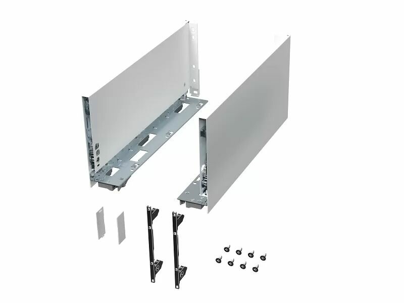 Комплект боковин Alphalux высота 180.5 мм (high), длина 500 мм (L/R, крепления фасада, заглушки) для ящика Crystal, белый