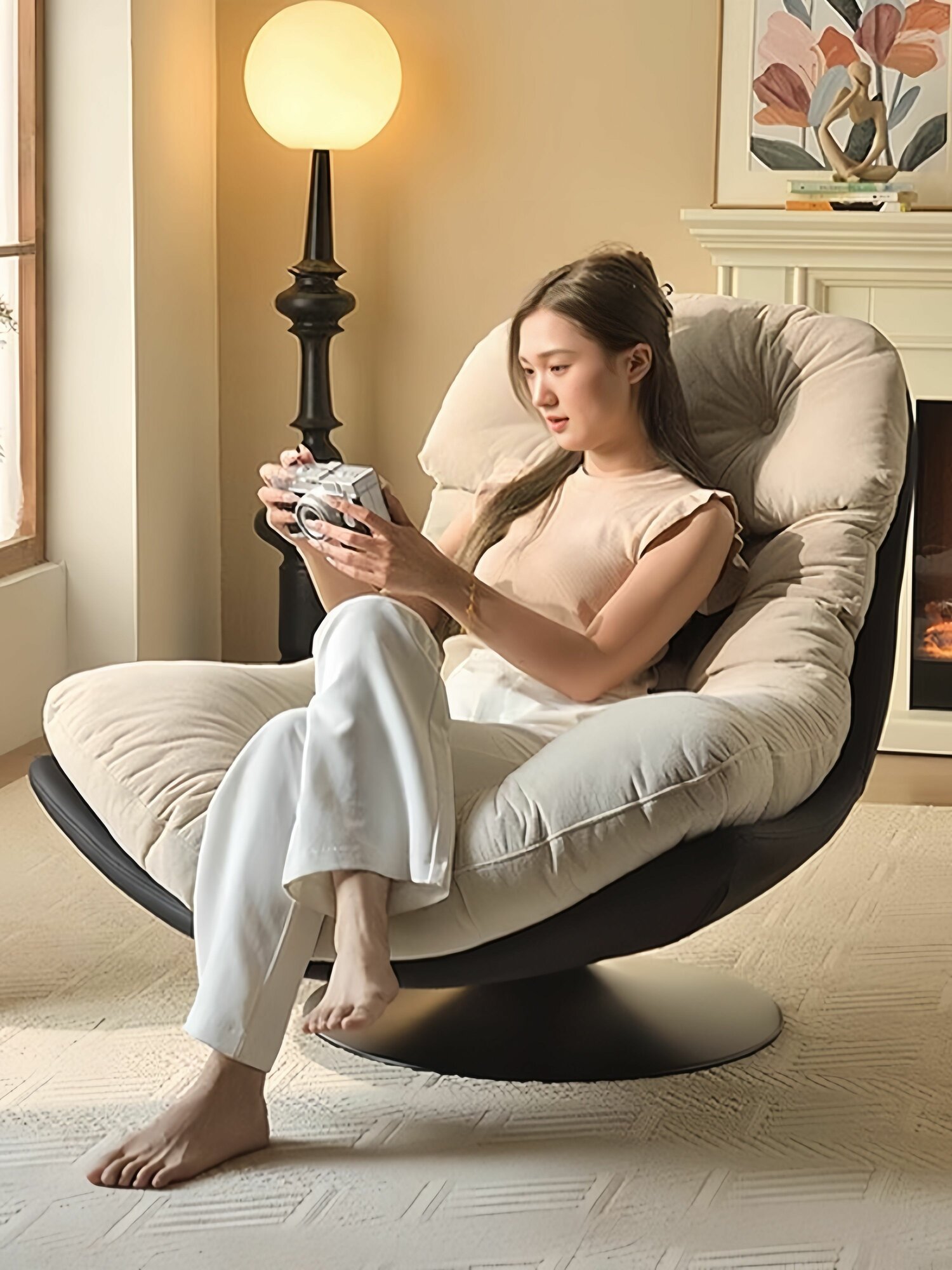 Кресло-диван "Итальянский стиль", обивка флок, поворотное основание, 94х60х88см