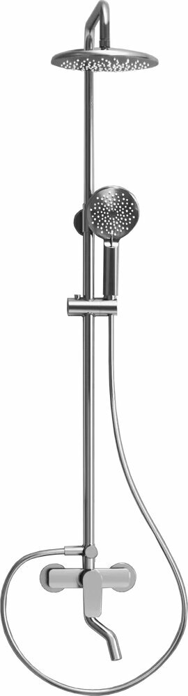 Душевая стойка RGW Shower Panels SP-25 со смесителем, хром, глянцевая, душевая система с тропическим душем, с изливом, с девиатором, с лейкой, латунная, рычаг сбоку