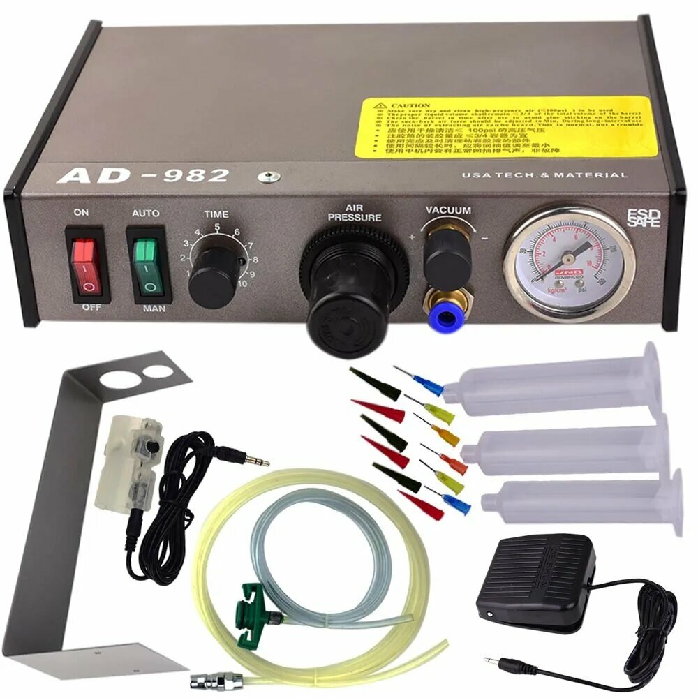 Полуавтоматическая машина для нанесения клея, пневматическая работа, два режима - педаль/ручной, подходит для большинства клеев