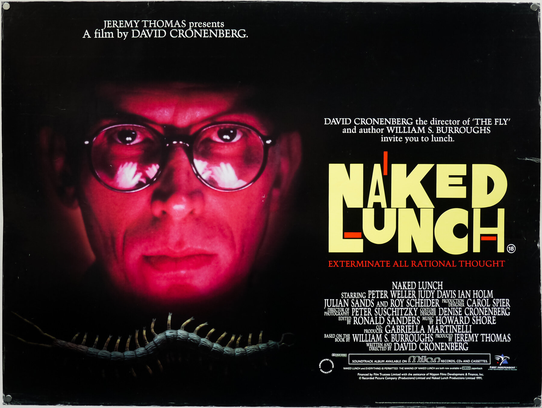 Плакат, постер Обед нагишом (Naked Lunch 1991) на бумаге, размер 42х60см