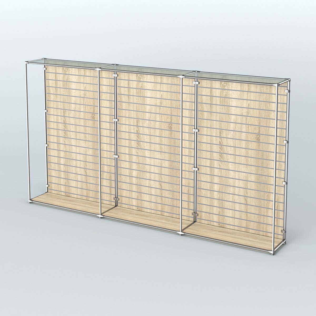 Торговая система хром (задняя стенка - Экономпанель) №3, Дуб Сонома