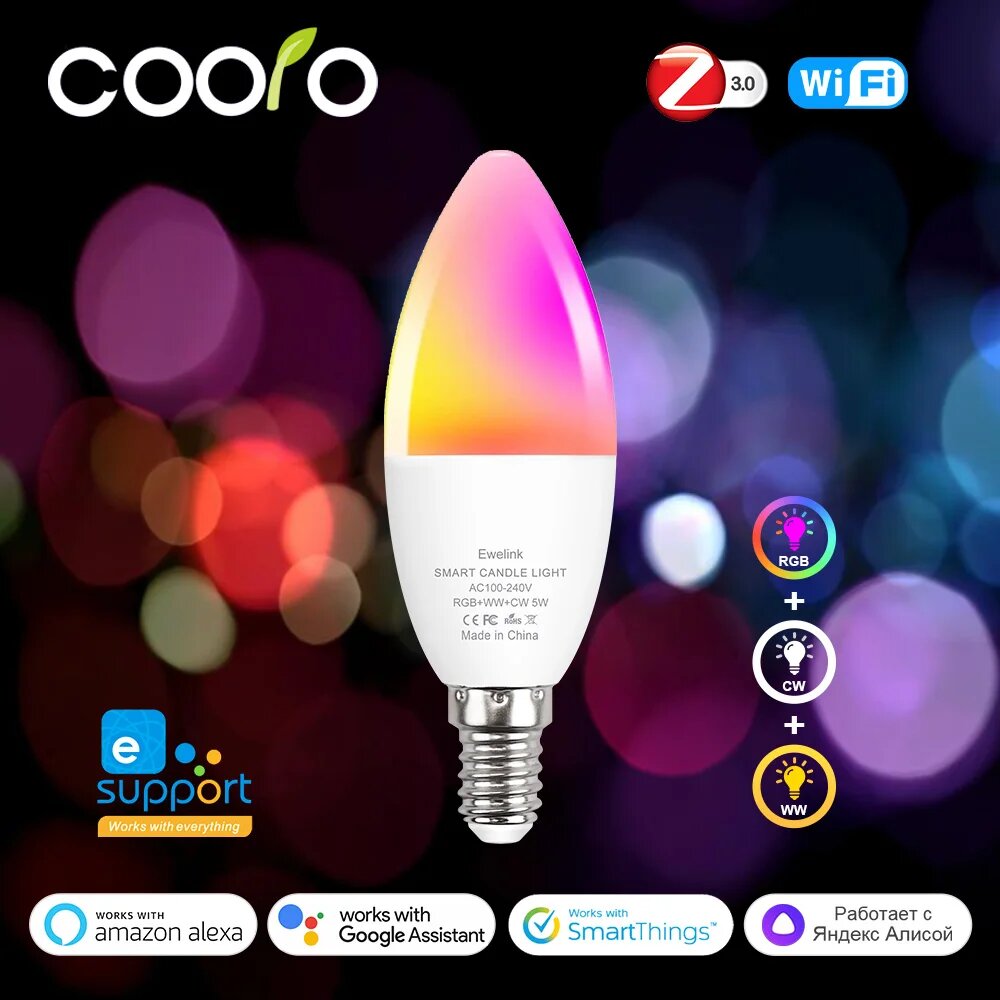 Ewelink Smart Candle Zigbee E14 RGB+CW — фото 1