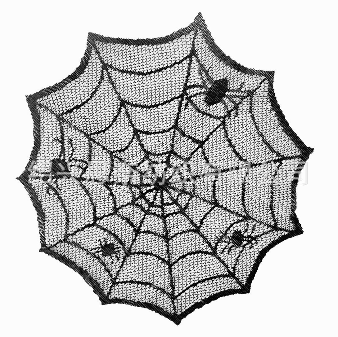 Черная крестообразная Хэллоуинская паутина, скатерть, круглая скатерть, подставка для столовых приборов, абажур, собственный дизайн фабрики, оптовая американская высококачественная продукция