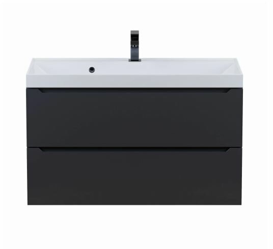 Тумба с раковиной Uperwood Tanos 90 подвесная, черная матовая