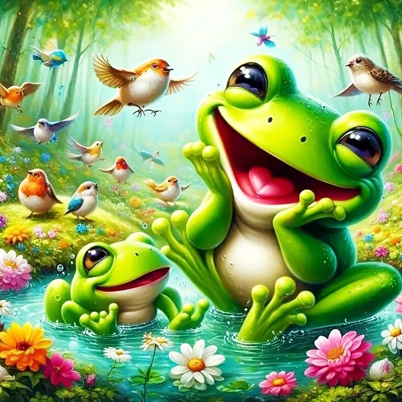 Хуакан алмазная живопись лягушка 20х20 см Full Square 30X30cm