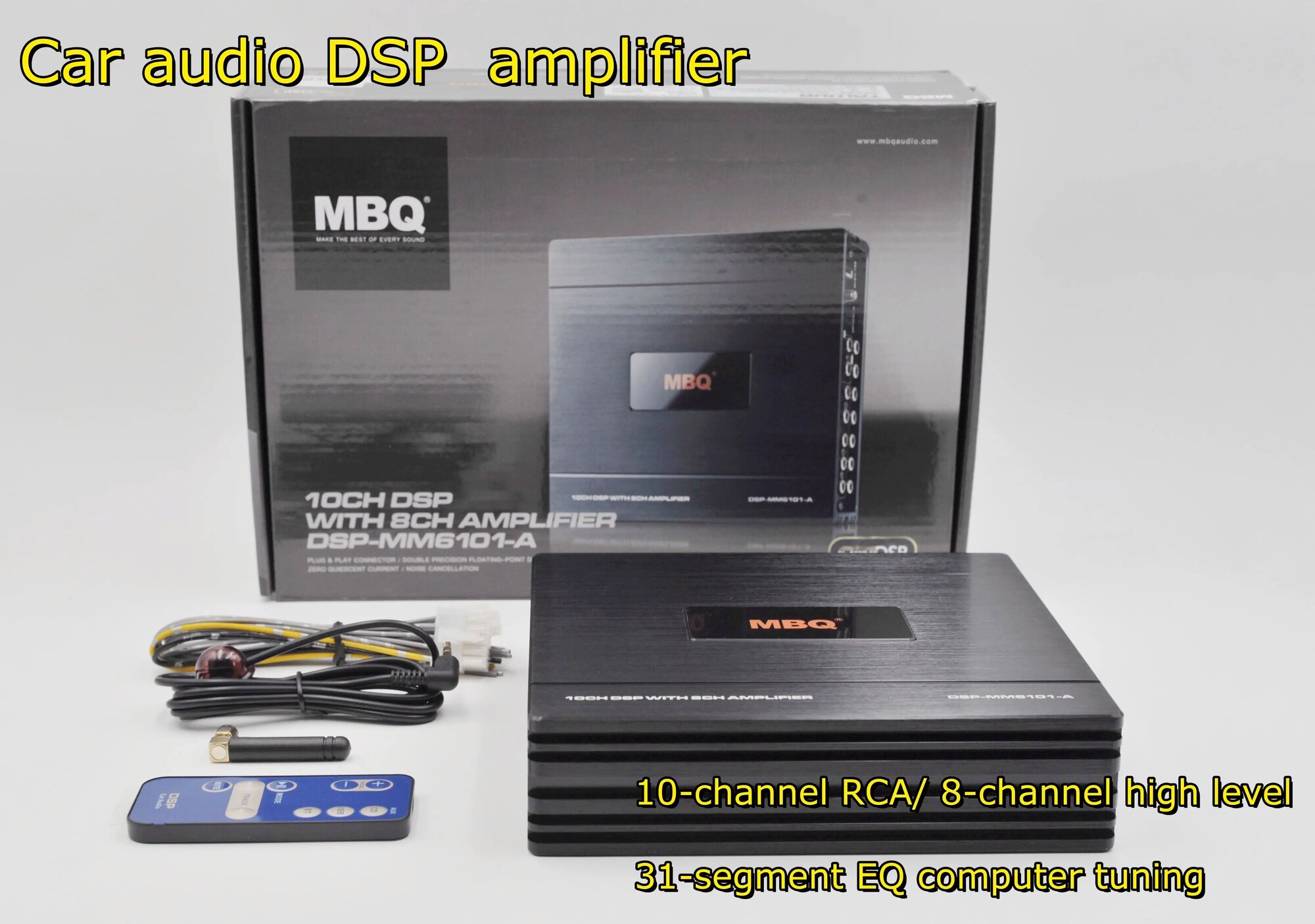 Автомобильный усилитель звука MBQ DSP, 10-канальный RCA/8-канальный выход высокого уровня/31-сегментный EQ компьютер, мобильный телефон динамик для отладки