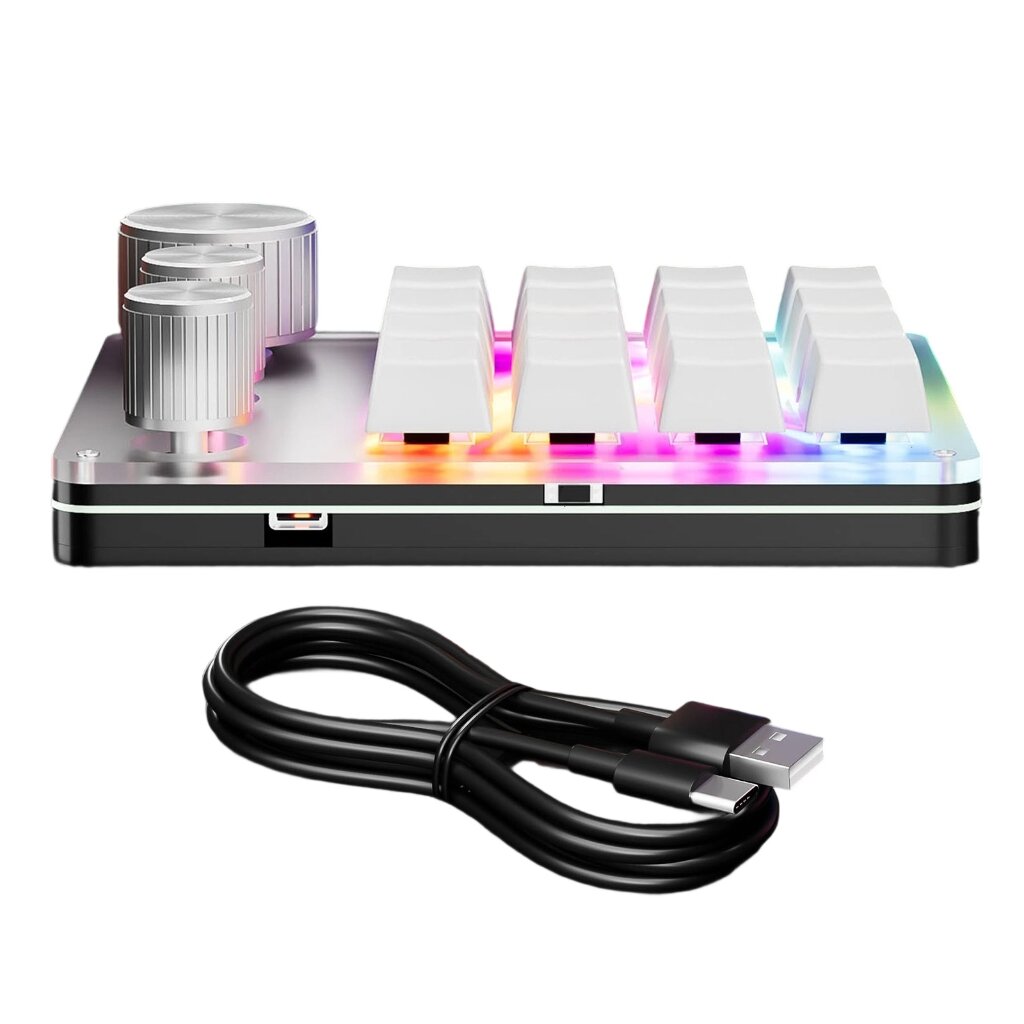 Настраиваемая Макро-Клавиатура с 16 Клавишами и 3 Ручками Мини-Программируемая Клавиатура Keyaoard Hotswap