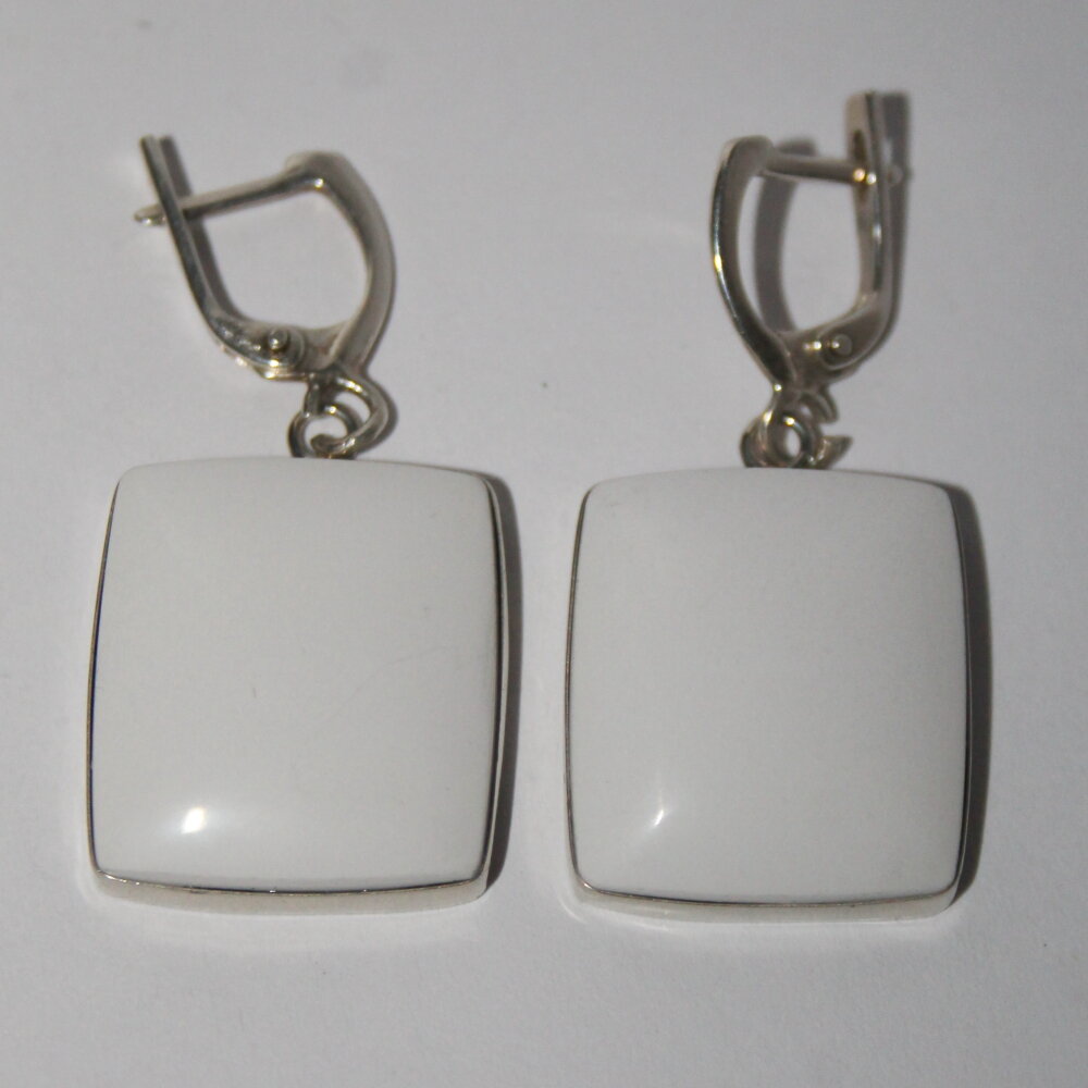 Серьги с подвесками, кахолонг