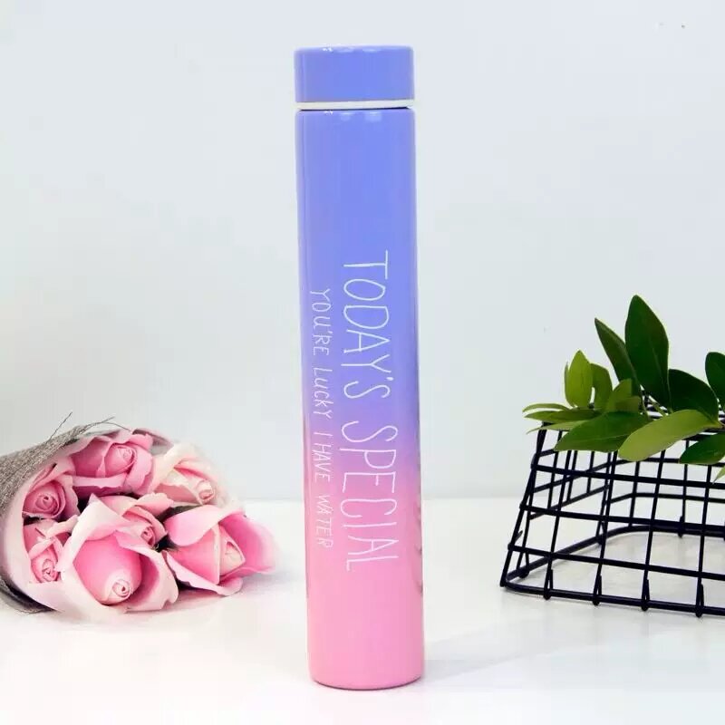 Термос в корейском стиле с градиентной расцветкой для студенток, изящная и уникальная бутылка для воды, портативная и