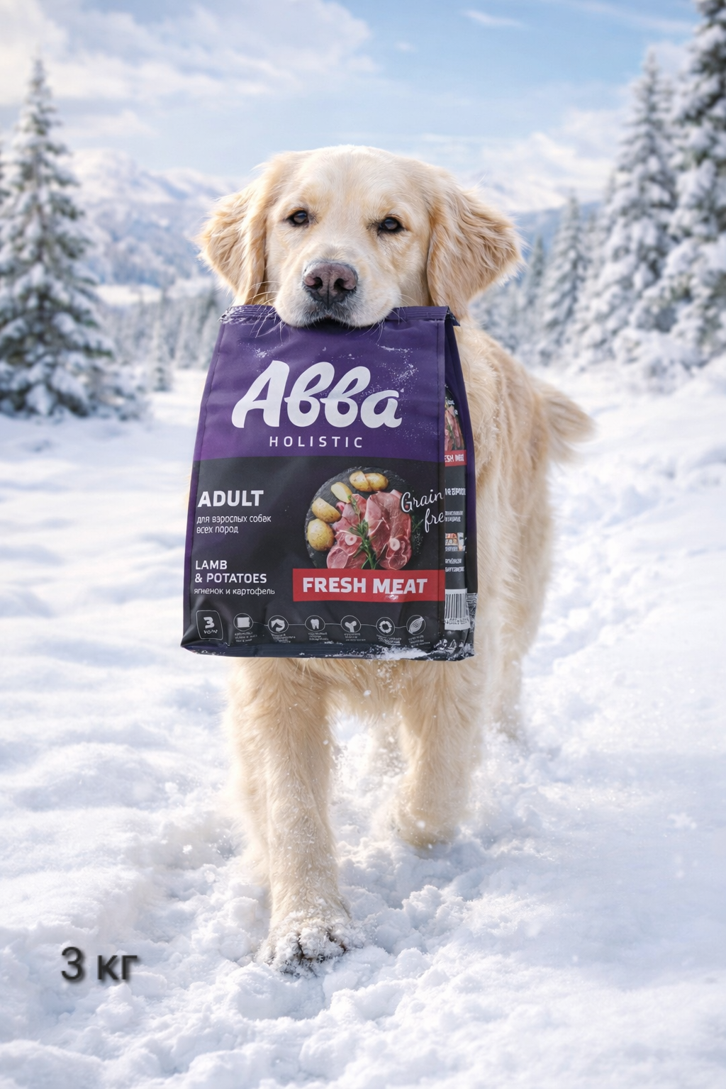 Сухой корм Авва Grain Free беззерновой для взрослых собак всех пород, с ягнёнком и картофелем, 3 кг