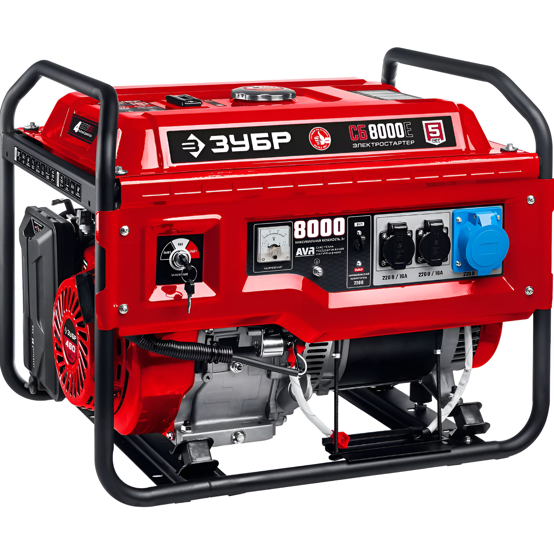 Генератор ЗУБР СБ-8000Е, 8000 Вт, красный, воздушный, 25 литров