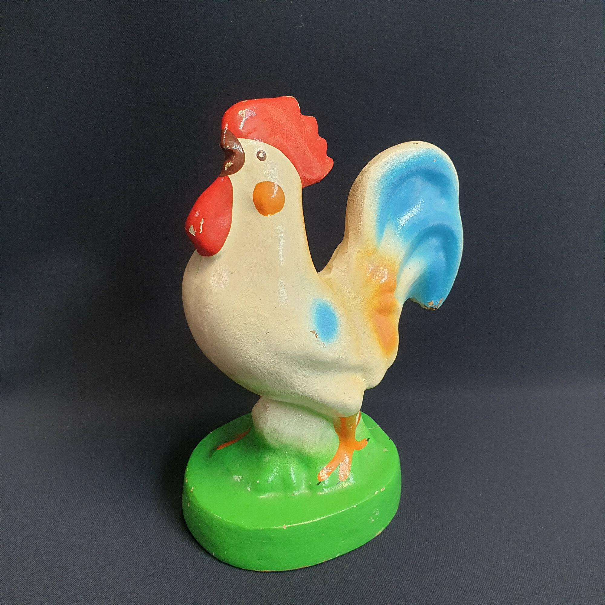 Игрушка Петух 19х12х26 см, пресс-опилки, роспись. Винтаж, СССР.