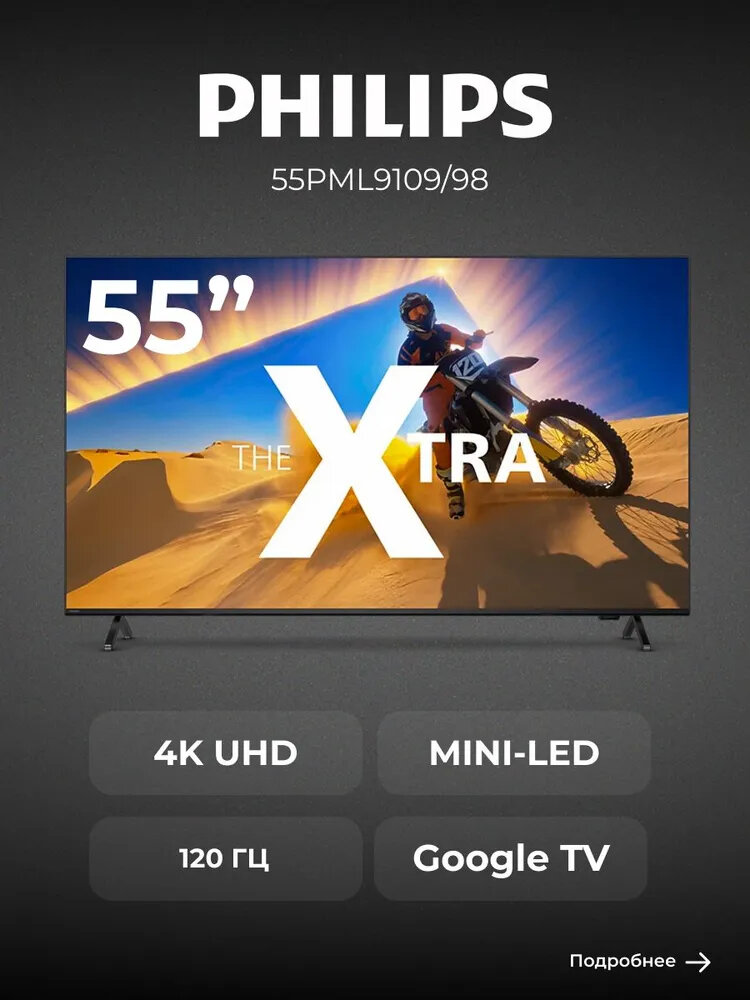 Mini LED телевизор Philips 55PML9109/98 диагональ 55", 4K UHD черный