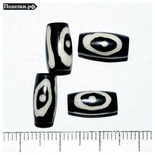 Бусина Дзи кость 0009032 цилиндр темно-коричневая 12x7 мм, цена за 1 шт.