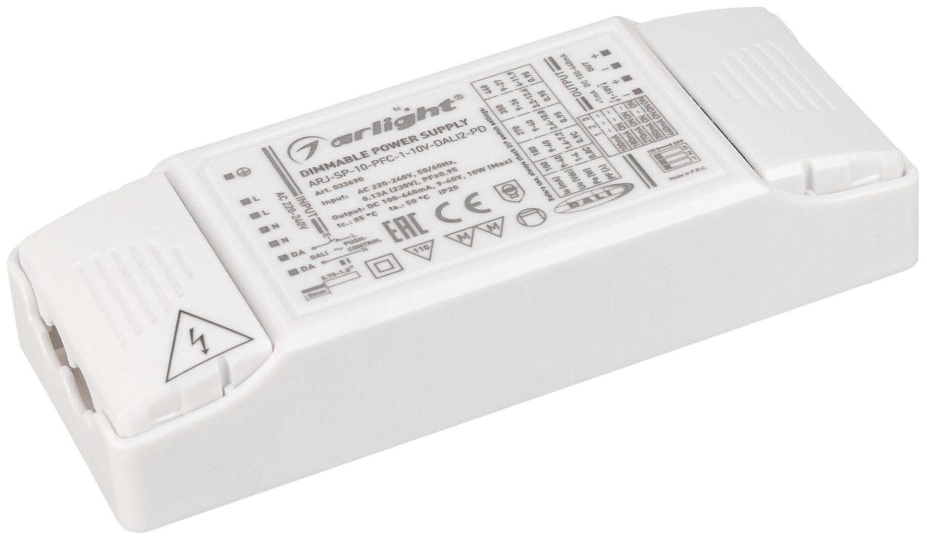 033690 Блок питания ARJ-SP-10-PFC-1-10V-DALI2-PD (10W, 100-440mA) (Arlight, IP20 Пластик)
