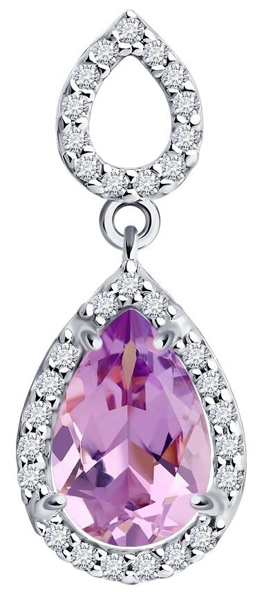 Подвеска, серебро, 925 проба, родирование, аметист