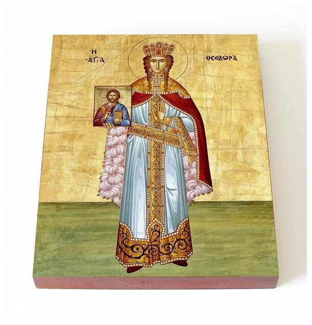 Праведная Феодора, царица Греческая, икона на доске 13*16,5 см