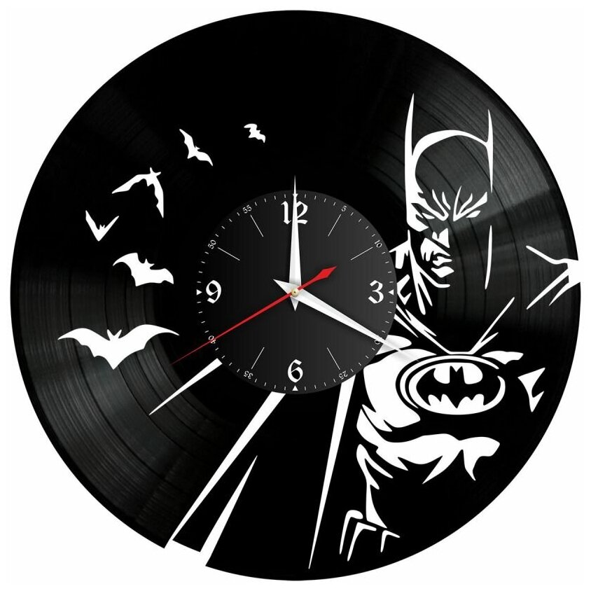 Часы из винила Redlaser "Бэтмен (Batman), супергерой, марвел, темный рыцарь" VW-10315