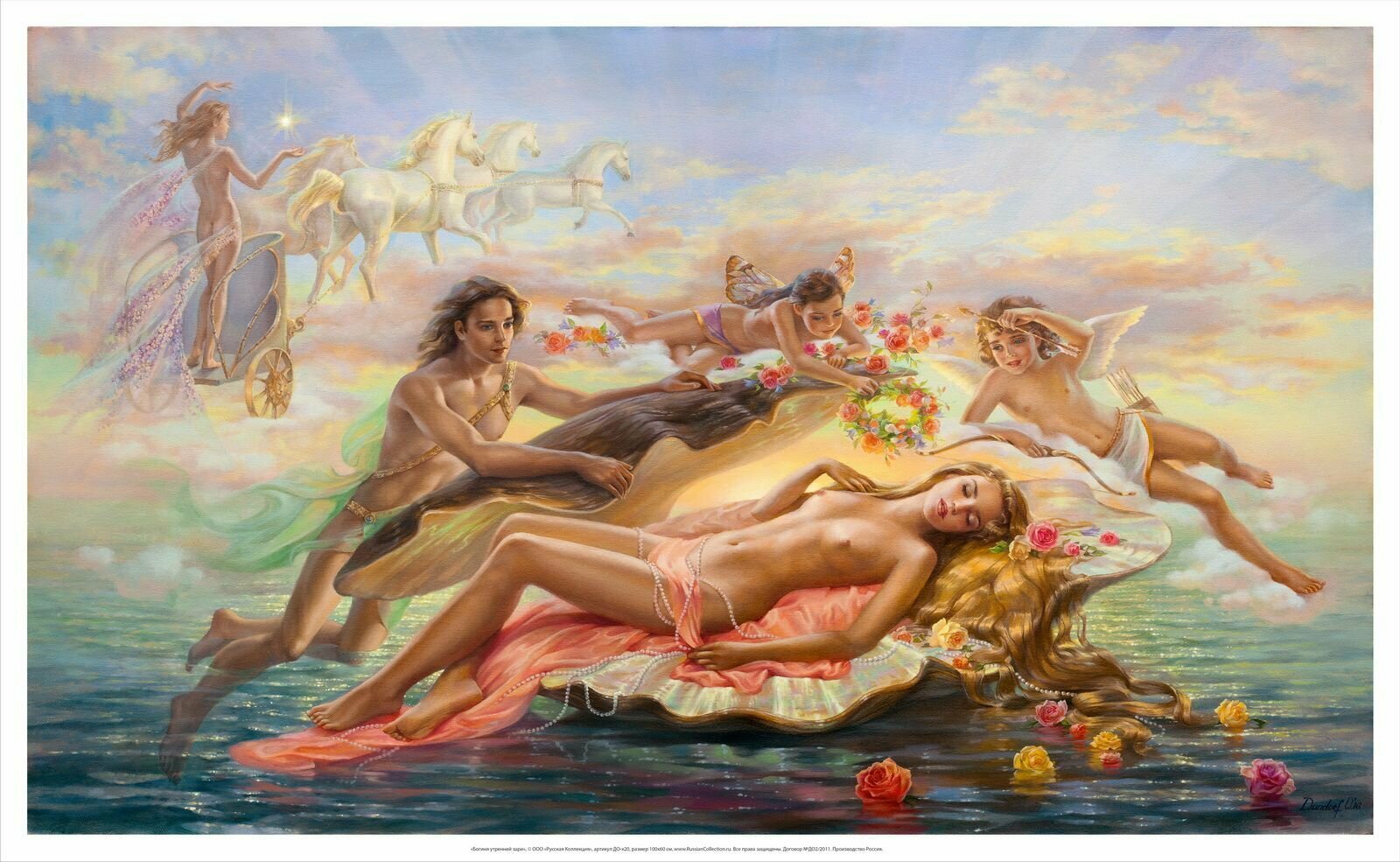 Постер на холсте "Богиня утренней зари" 100х60 см, художник - Дандорф Ольга. Холст в рулоне, Арт. ДО-р20