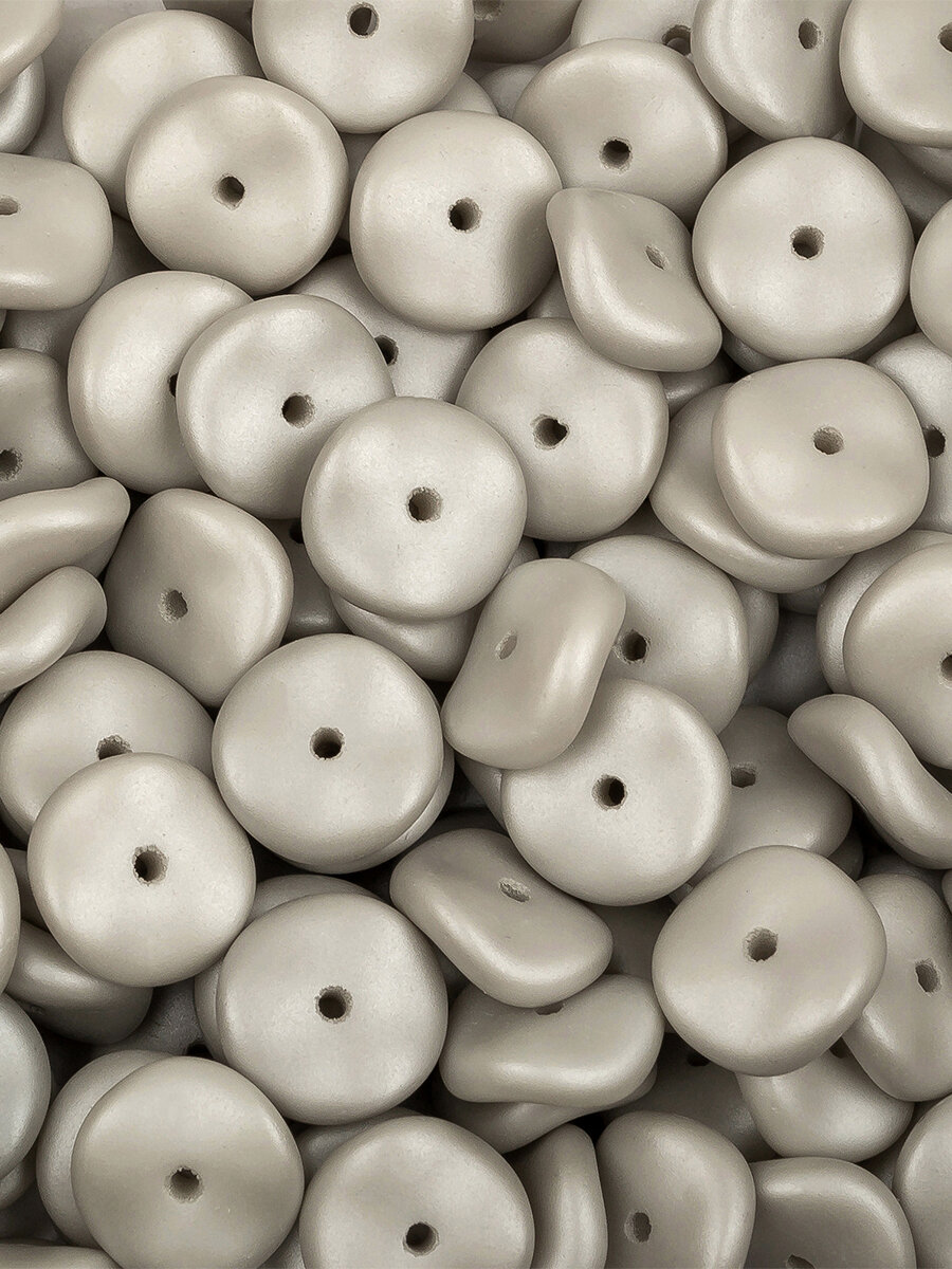 Стеклянные чешские бусины, Wavelet Beads, 10 мм, цвет Pastel Grey, 20 шт.