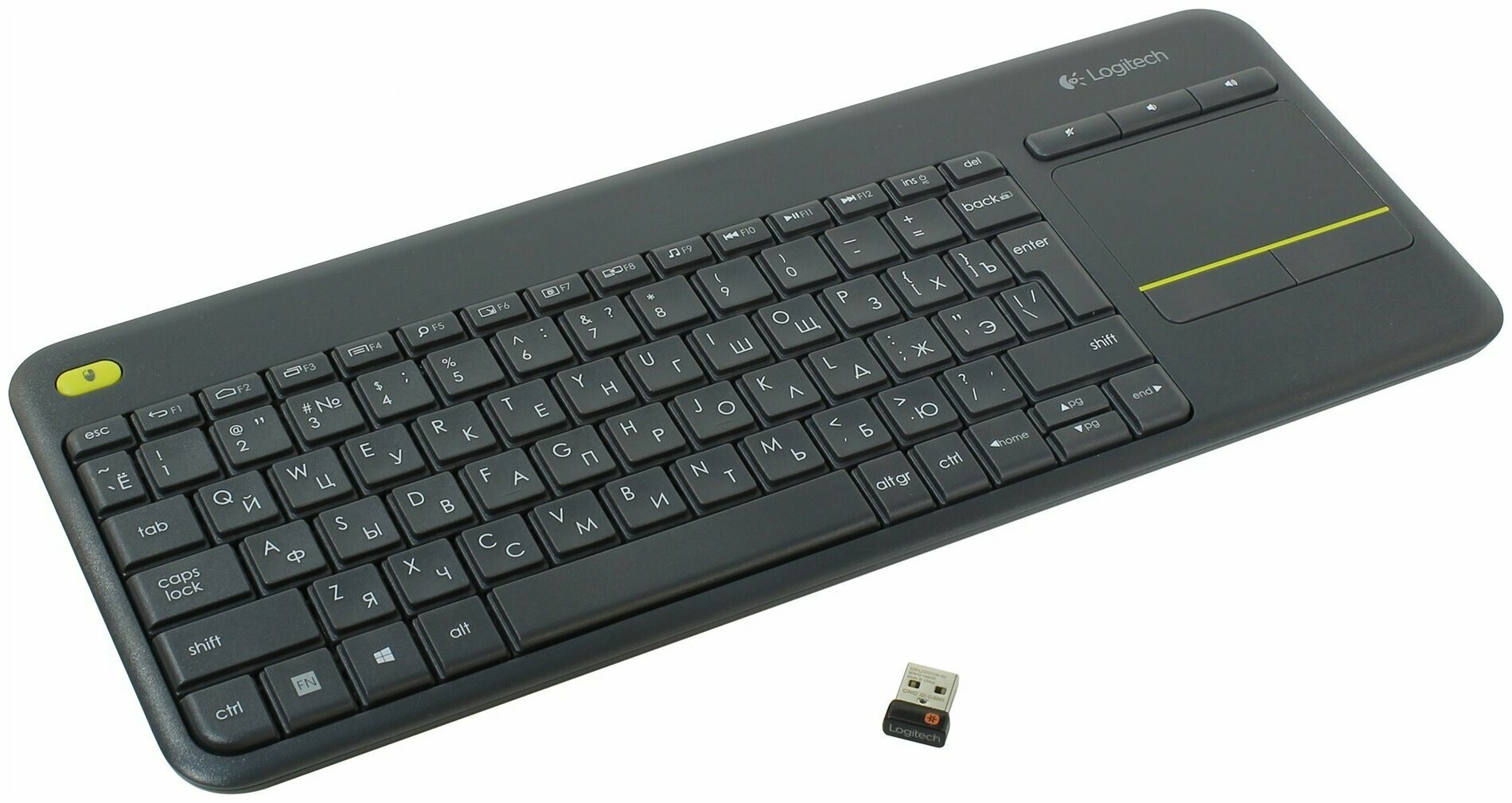 Клавиатура беспроводная Logitech K400 Plus, черная, с тачпадом, для компьютера