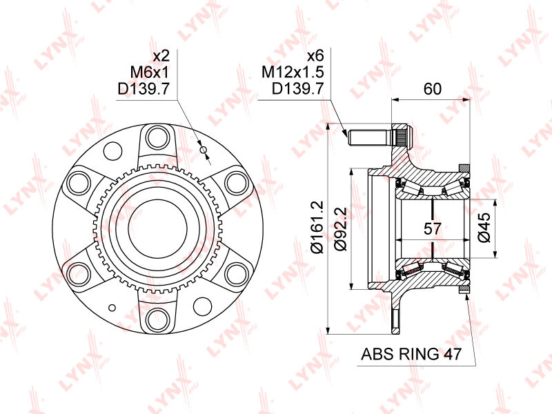 WH-1156 Ступица с подшипником HYUNDAI H-1/STAREX 08- пер. +ABS