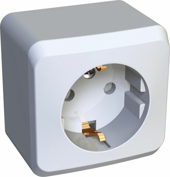 PA16-004B Розетка 2К+З со шторками , белая, откр. проводки