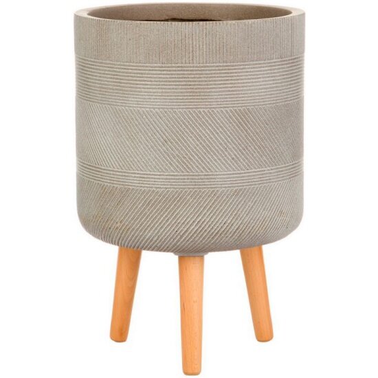 Горшок для цветов Idealist Lite WSTRIP30-T Страйп, файберстоун напольный на ножках, серо-коричневый, 30х53 см, 21 литров